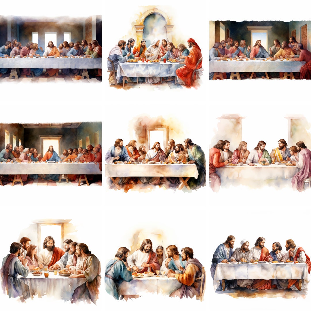 Watercolor the Last Supper Clipart, High Quality Png, Christian Clip ...