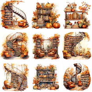 Autumn Library Clipart, Autumn Prints, Fall Png, Halloween Clipart ...