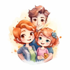 Watercolor Chibi Family Clipart, Cute Clipart Family Jpg Chibi Graphics ...