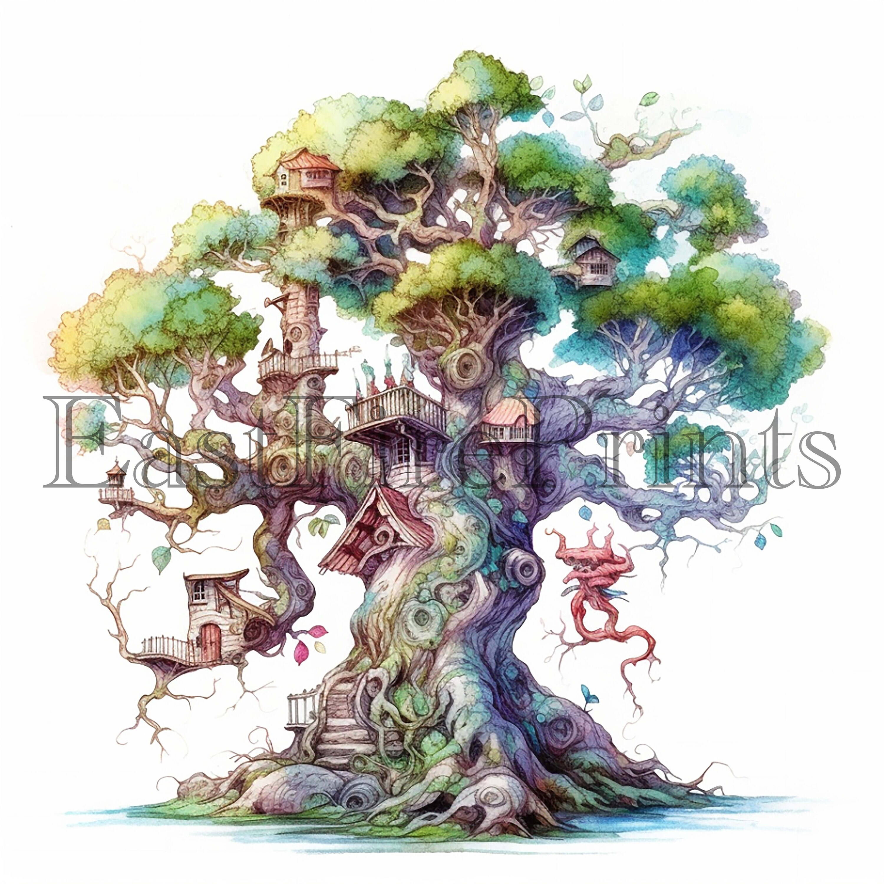 20 Watercolor Fantasy Tree Clipart Magical Trees Enchanted - Etsy