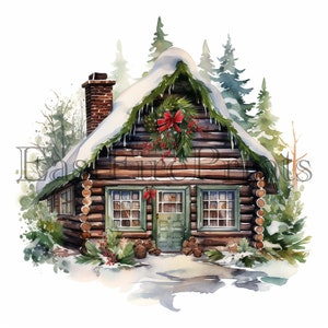 Watercolor Log Cabin Clipart PNG, Forest House Home Clip Art, Wall Art ...