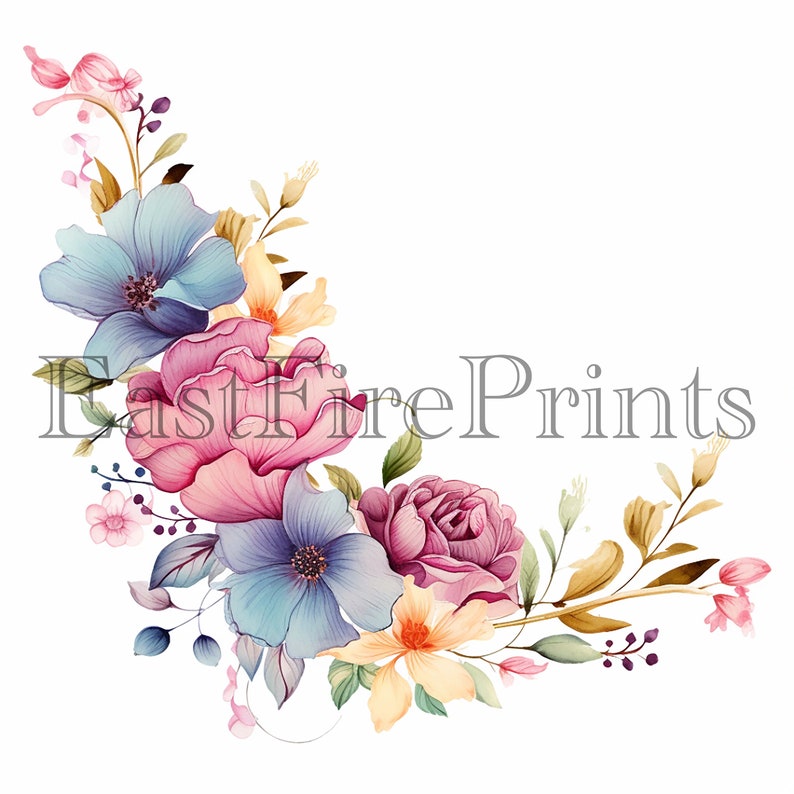 20 Watercolor Floral Border Clipart Botanical Clipart - Etsy