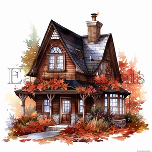 Watercolor Fall Autumn House Clipart, High Quality Png Clip Art ...