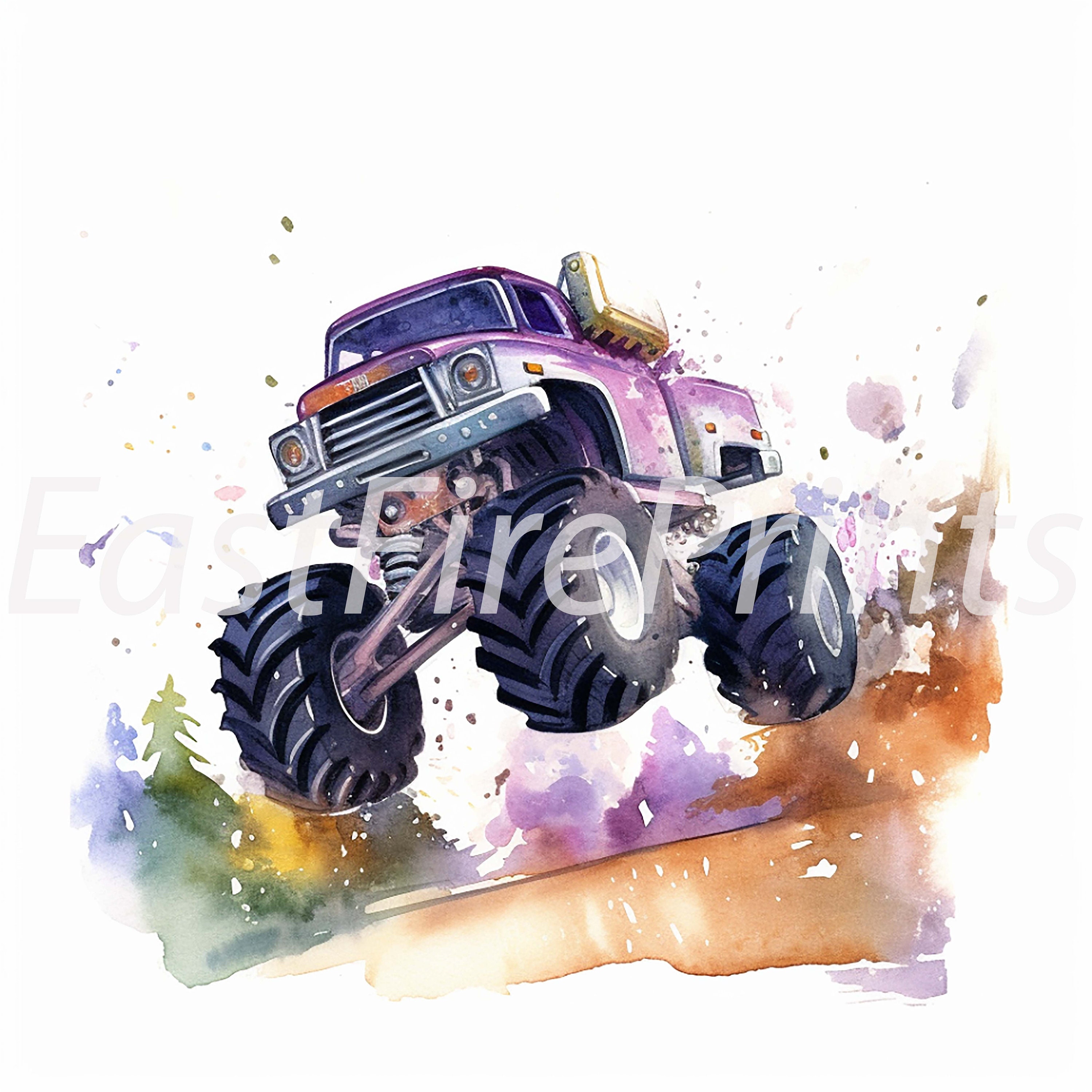 Set of 20 Watercolor Monster Truck Clipart Bundle Vehicle - Etsy