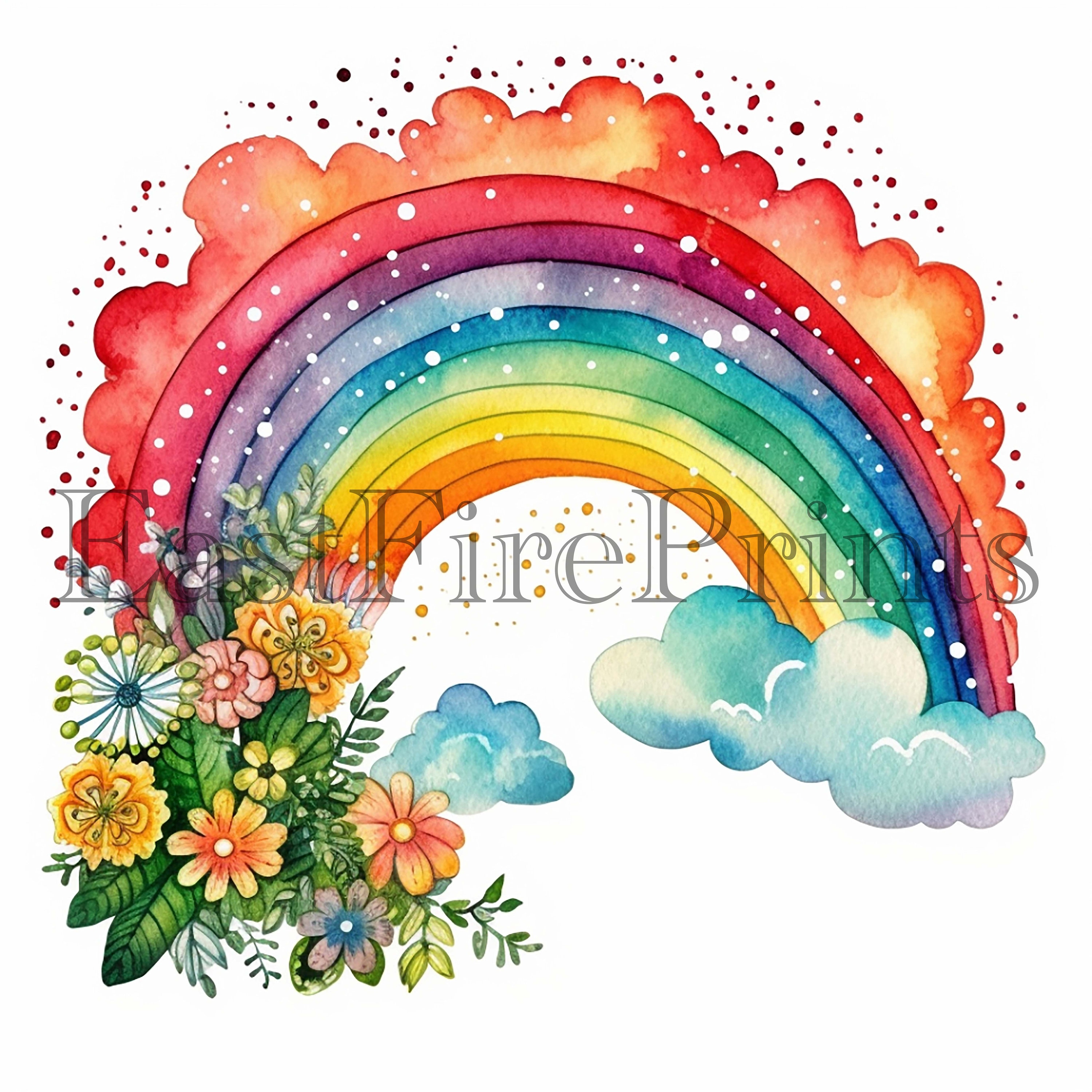 20 Watercolor Rainbow Clipart PNG Baby Shower Digital - Etsy