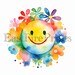 20 Retro Groovy Smiley Face Clip Art, Watercolor Clipart, Hippie, High ...