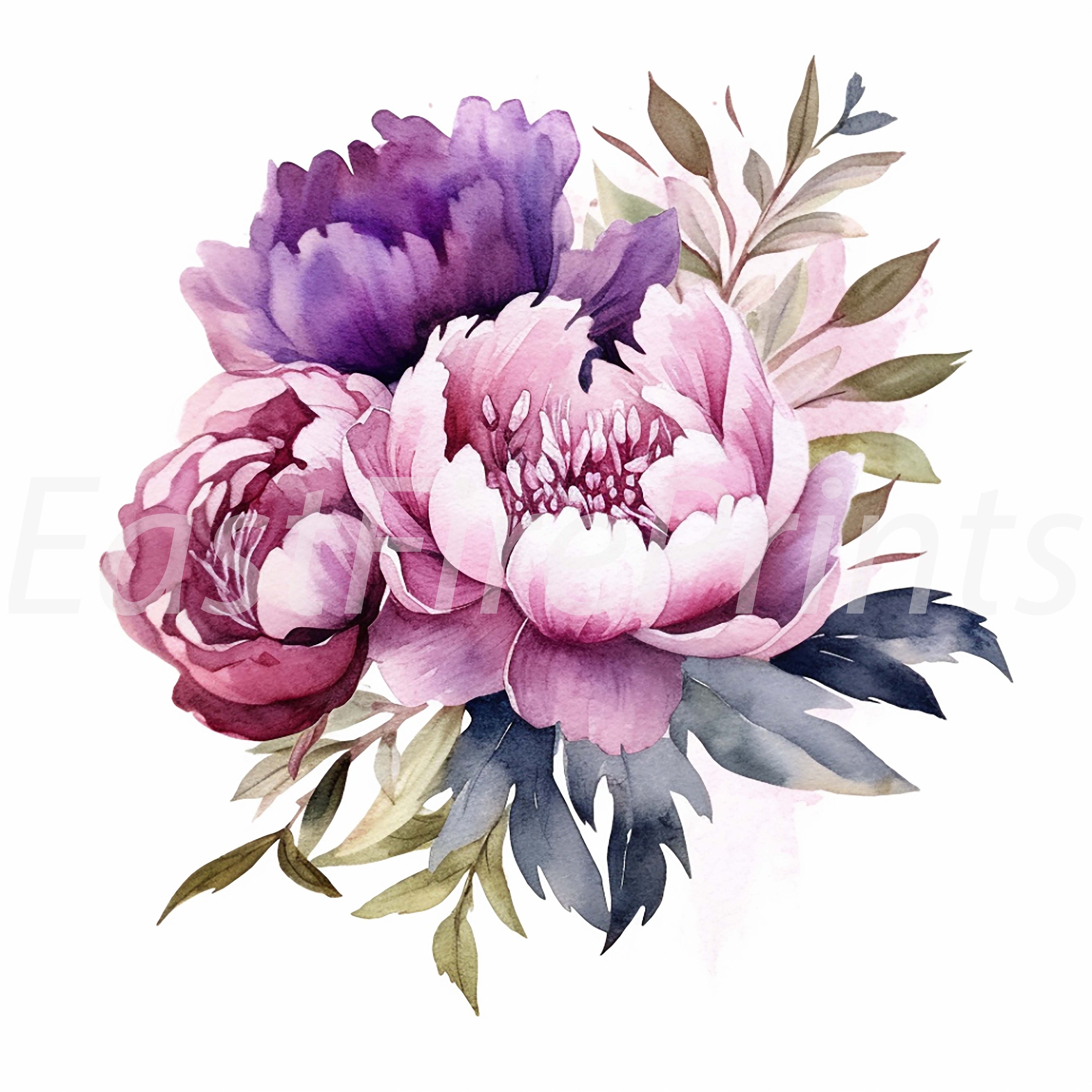 20 Watercolor Peony Bouquet Clipart Bundle Floral - Etsy