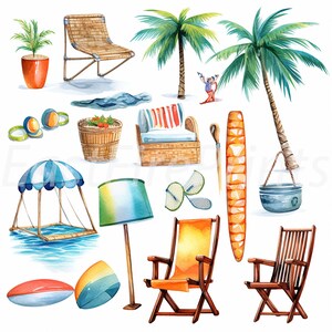 Watercolor Tropical Clipart - Set of 13,card Making, High Quality PNG ...