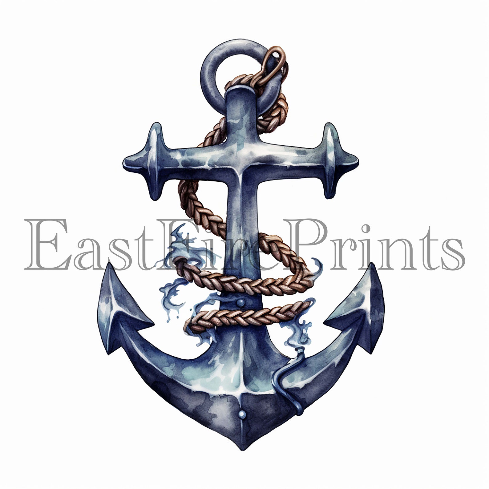 Watercolor Nautical Decor Clipart PNG Files, High Quality Anchor and ...