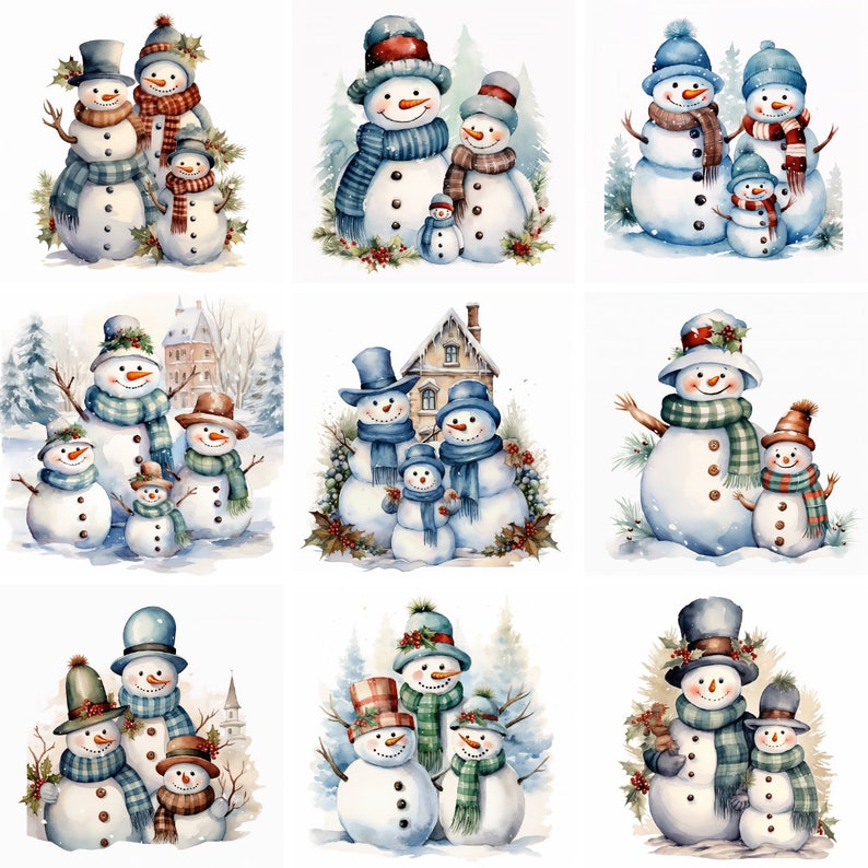 Watercolor Snowman Family Clipart, High Quality Png, Xmas Christmas ...