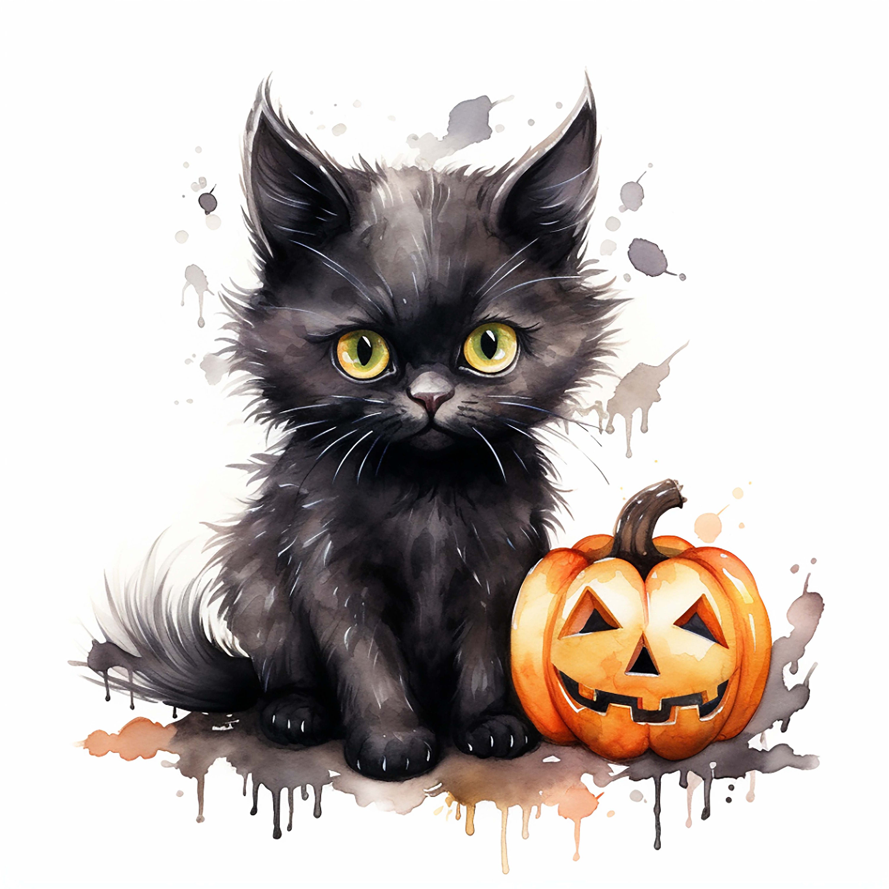 Halloween Black Cat Clipart High Quality Png Halloween - Etsy