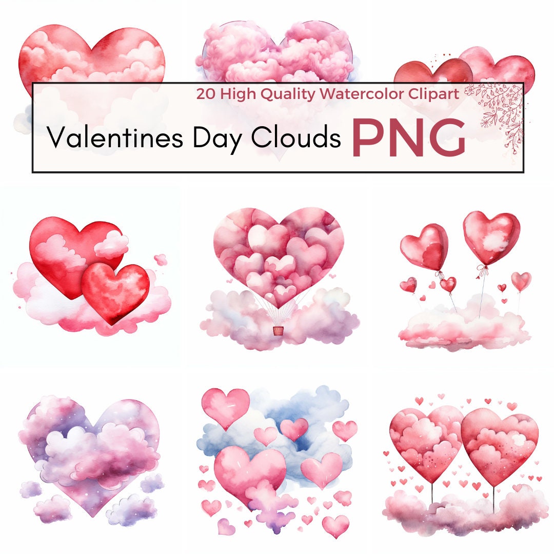 Valentines Day Clouds Clipart, High Quality PNG, Cute Romantic PNG ...