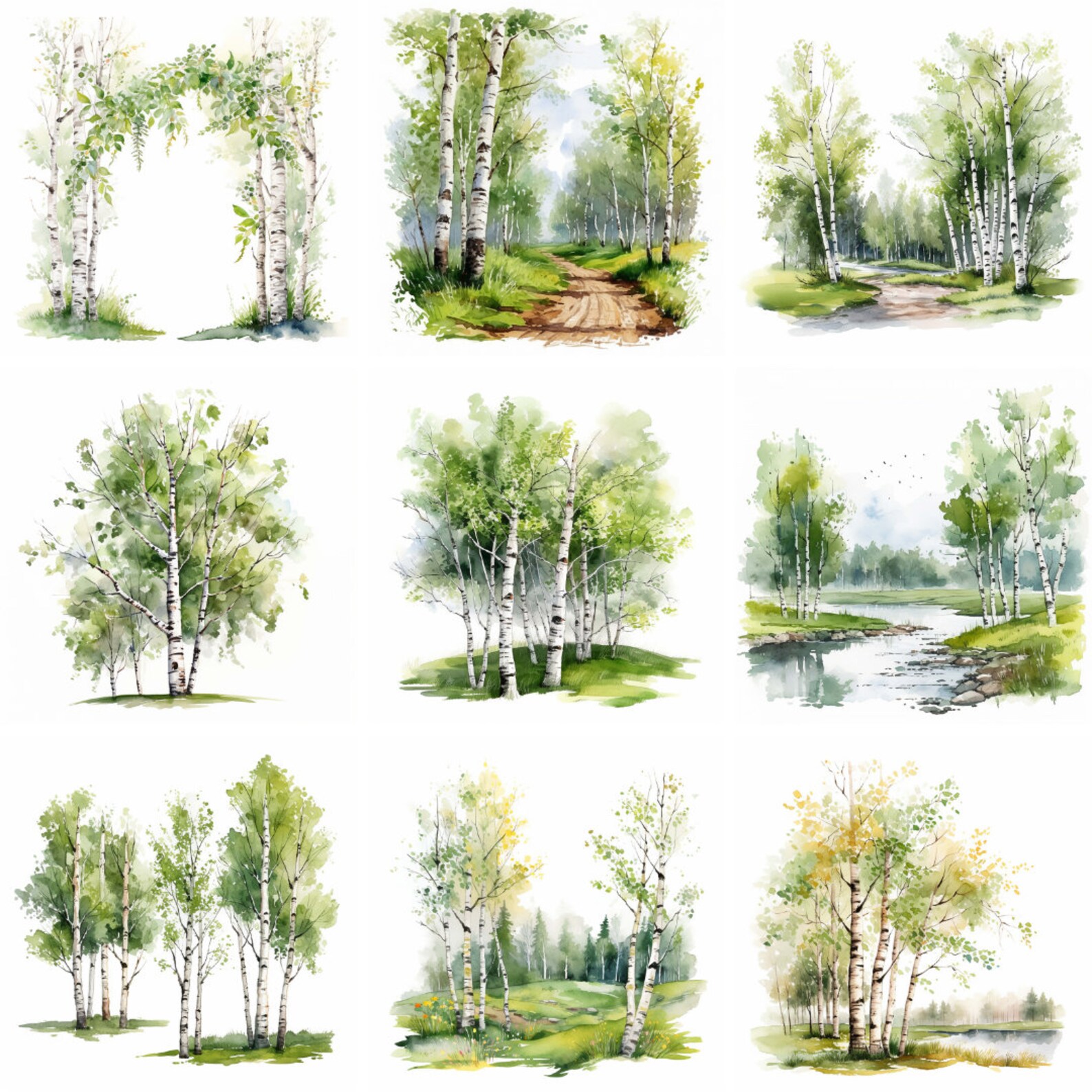 Spring Birch Trees Clipart High Quality PNG Spring Graphics - Etsy