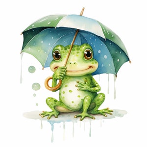 Cute Frog Holding Umbrella Clipart, High Quality PNG, Frog Clipart ...