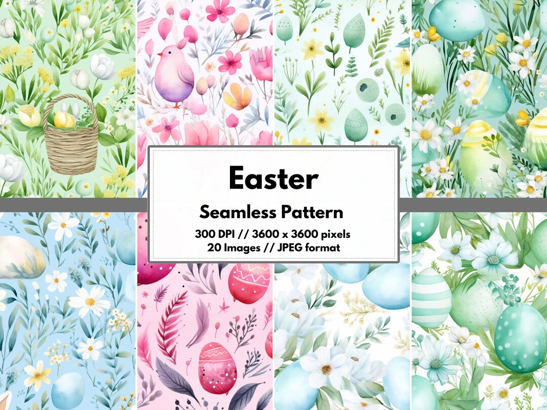 Easter Digital Paper, High Quality JPG, Easter Seamless Pattern, Spring ...