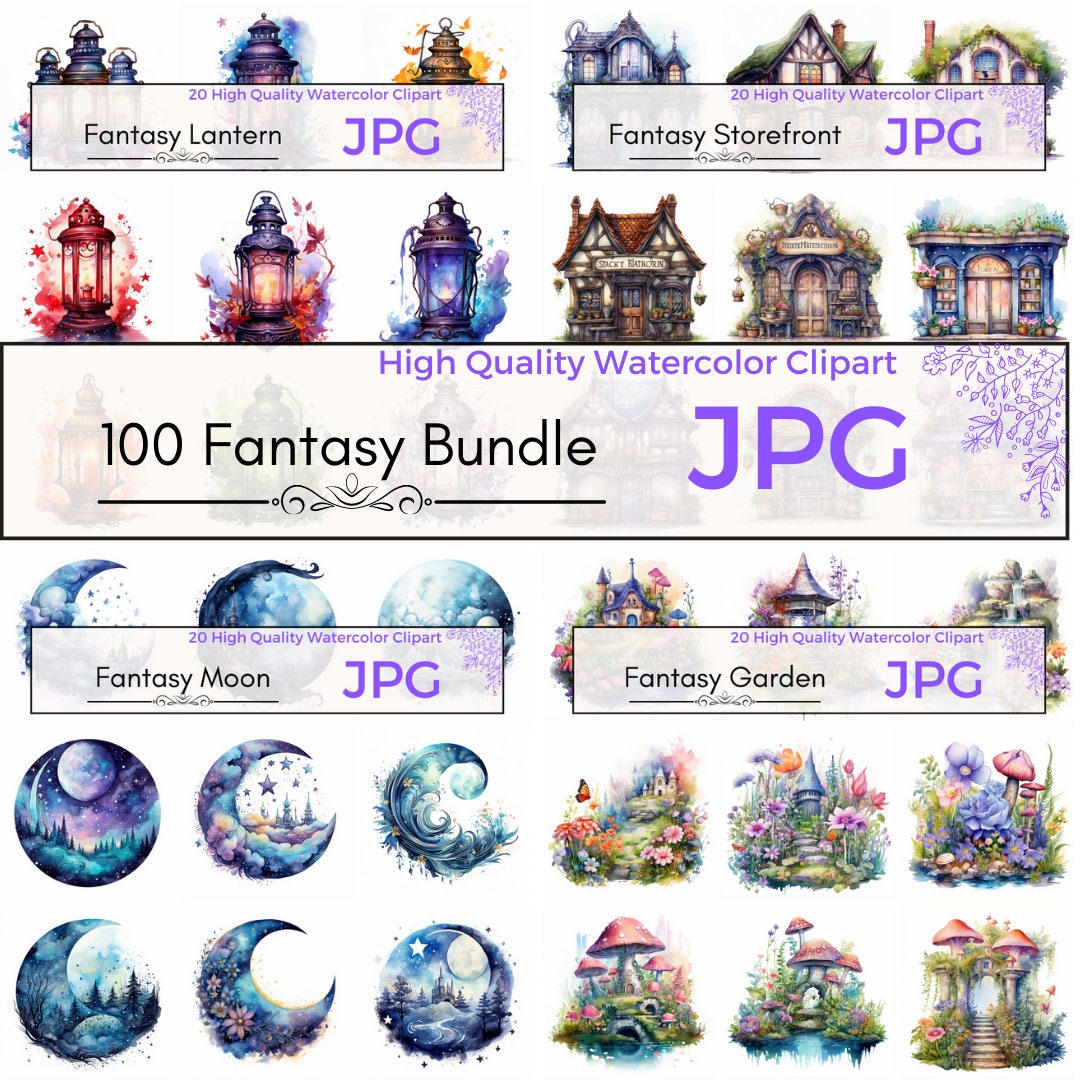 Fantasy Clipart Bundle, Fantasy Art, Mystical Jpg, Magic Art, Fantasy ...