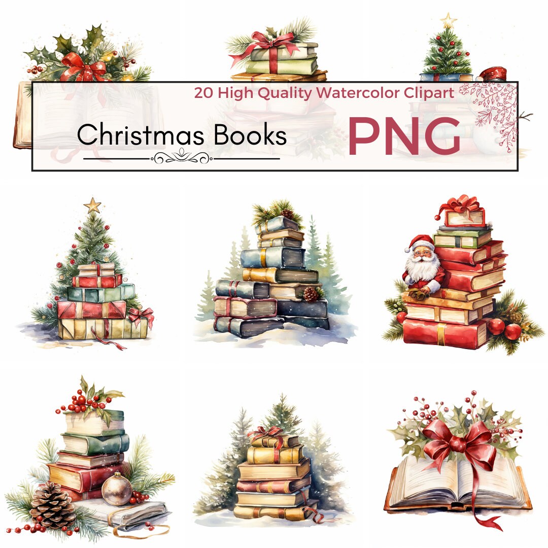 Christmas Books Clipart, Christmas Clipart, Holiday Png, Xmas Png ...