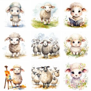 Cute Baby Sheep Clipart, High Quality, Nursery Clipart, Sheep PNG, Farm ...