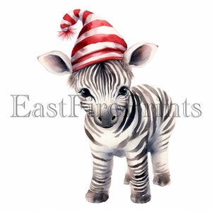 20 Christmas Baby Safari Animals Watercolor Clipart, High Quality Png ...