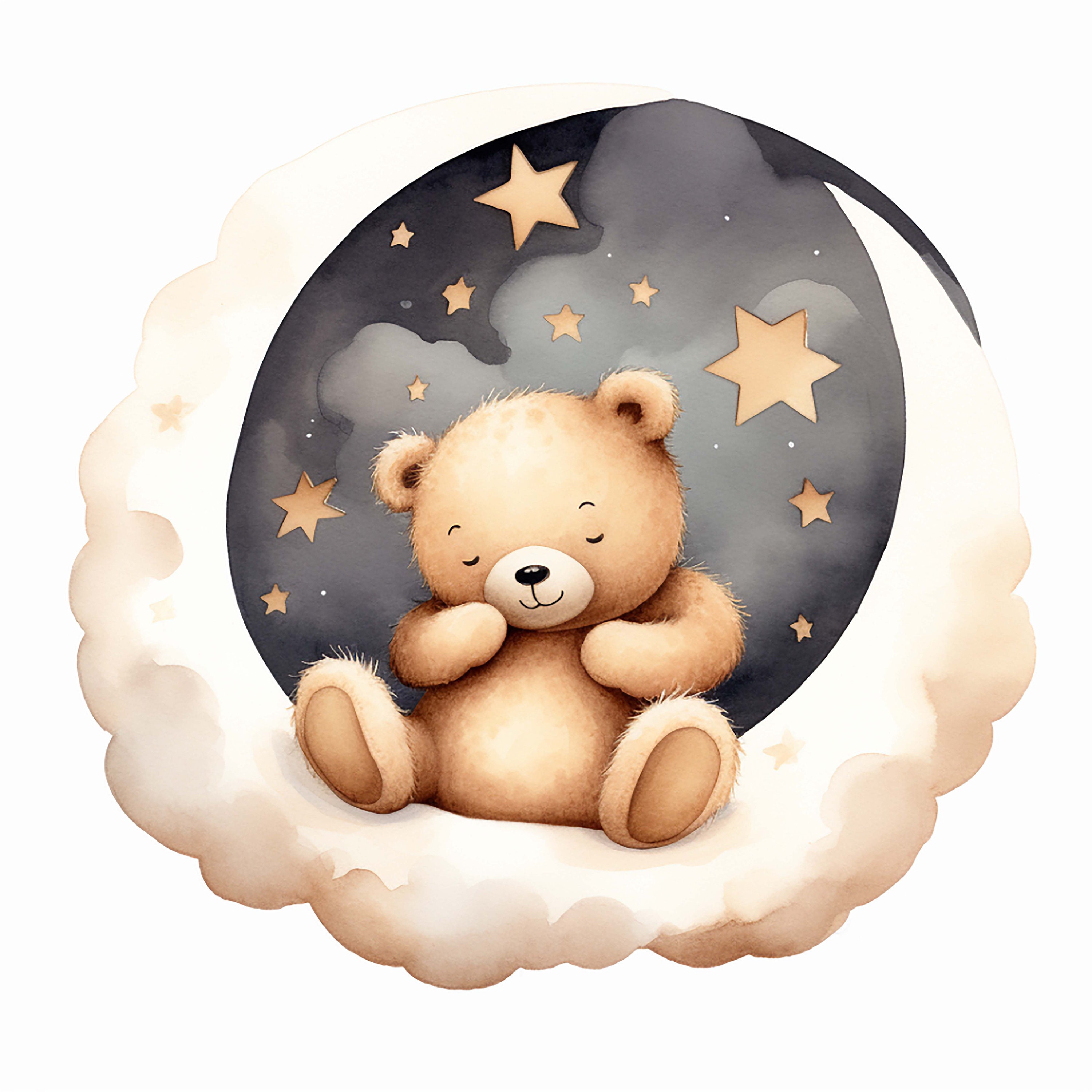 Teddy Bear on Moon Clipart High Quality PNG Moon and Stars - Etsy
