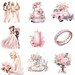Watercolor Pink Wedding Day Clipart, Bride and Groom Clipart Marriage ...