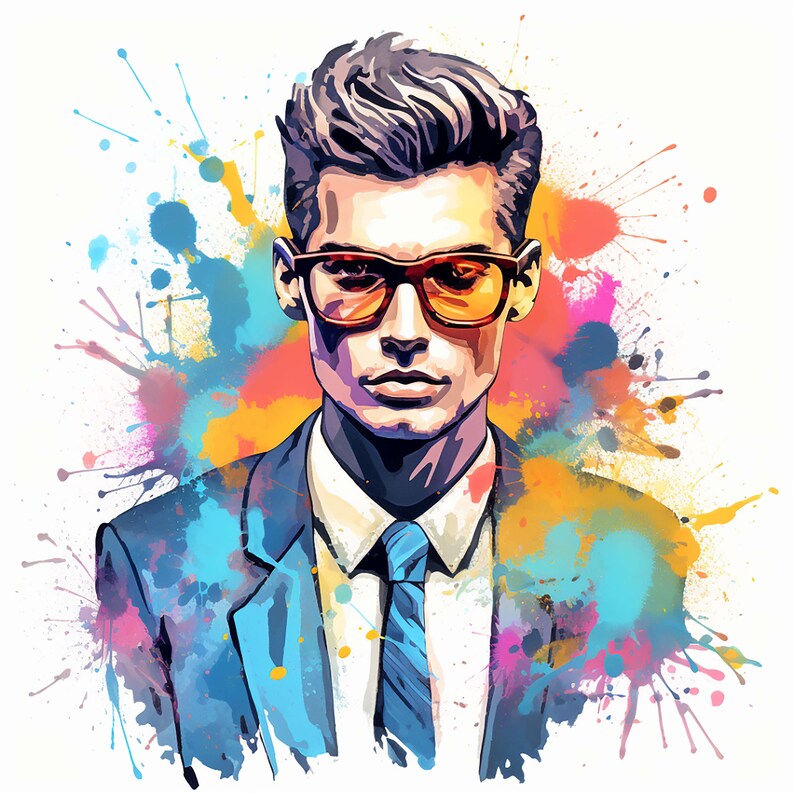 Watercolor Pop Art Man Clipart Pop Art Printables Pop Art - Etsy