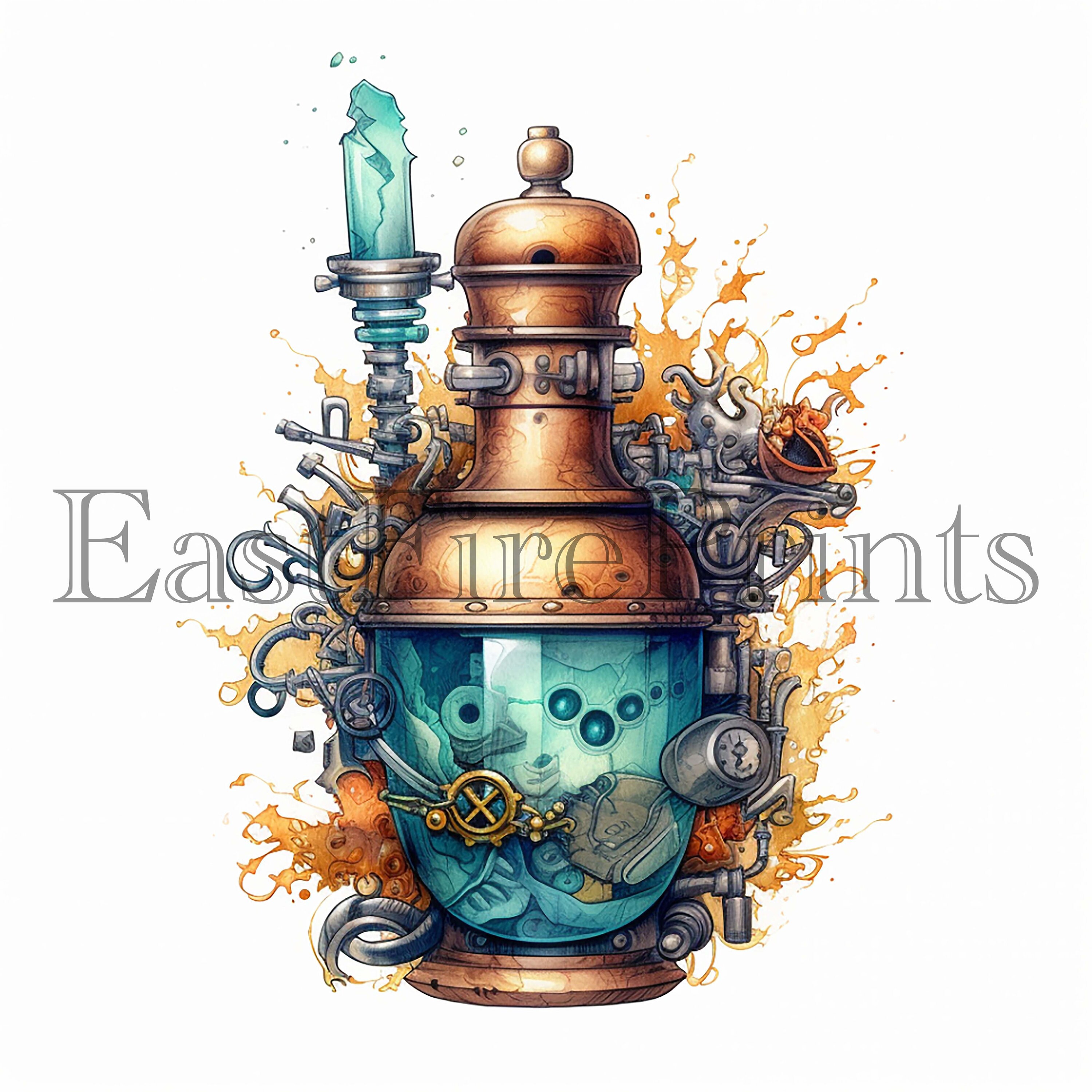 Steampunk Potions Bottle Clipart PNG, Steampunk Clipart Graphics and ...