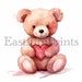 Valentine Teddy Bear PNG Watercolor Clipart Love Wall Art - Etsy