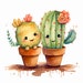 Watercolor Cute Cactus Clipart Cactus Illustration Cute - Etsy