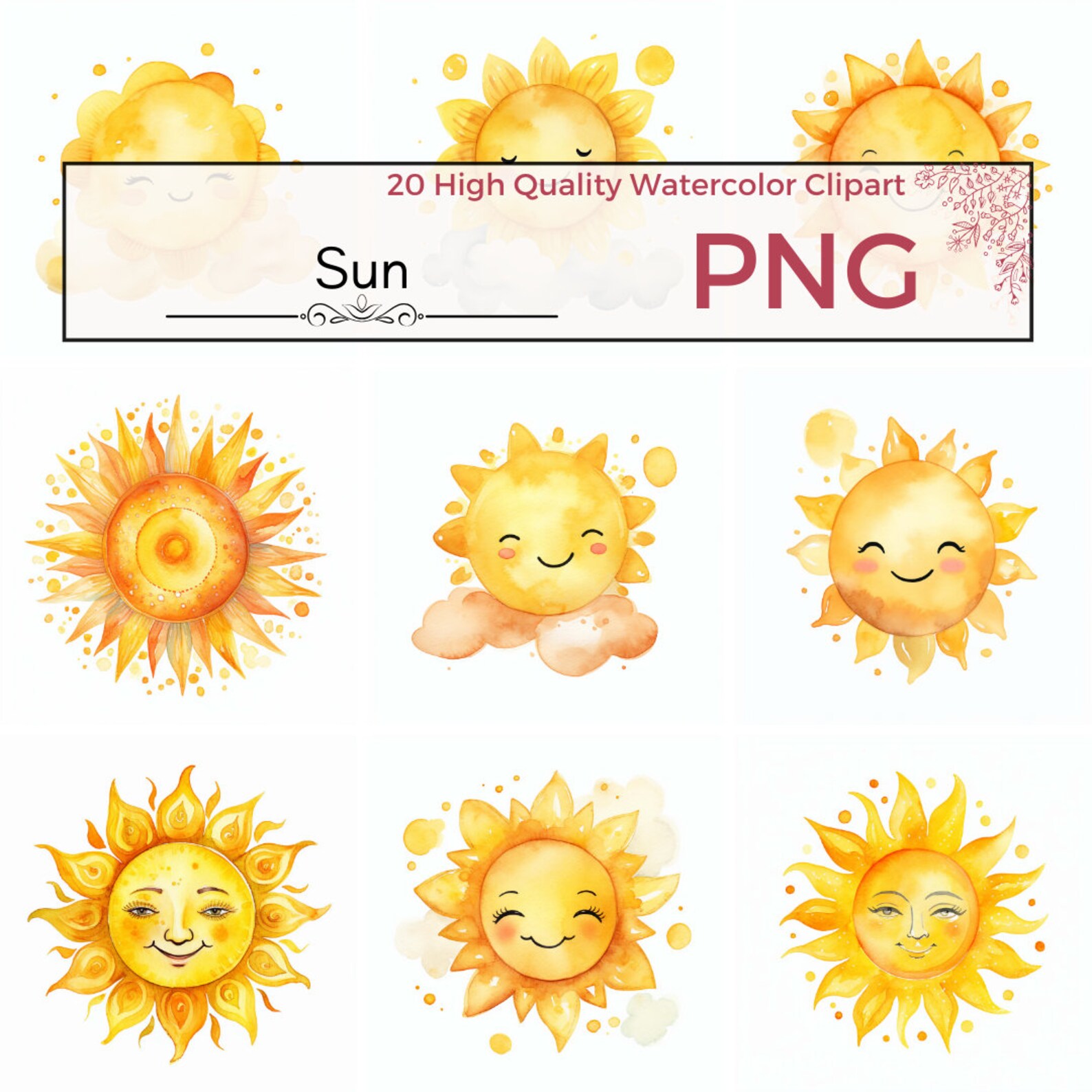 Sun Clipart High Quality Png Sun Graphics Nursery Clipart - Etsy