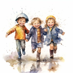 Watercolor Rain Clipart, Rain Graphics Children Clipart Nursery ...