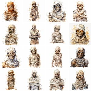 Watercolor Mummy Clipart, Halloween Clipart, Gothic Clipart, Scary Png ...