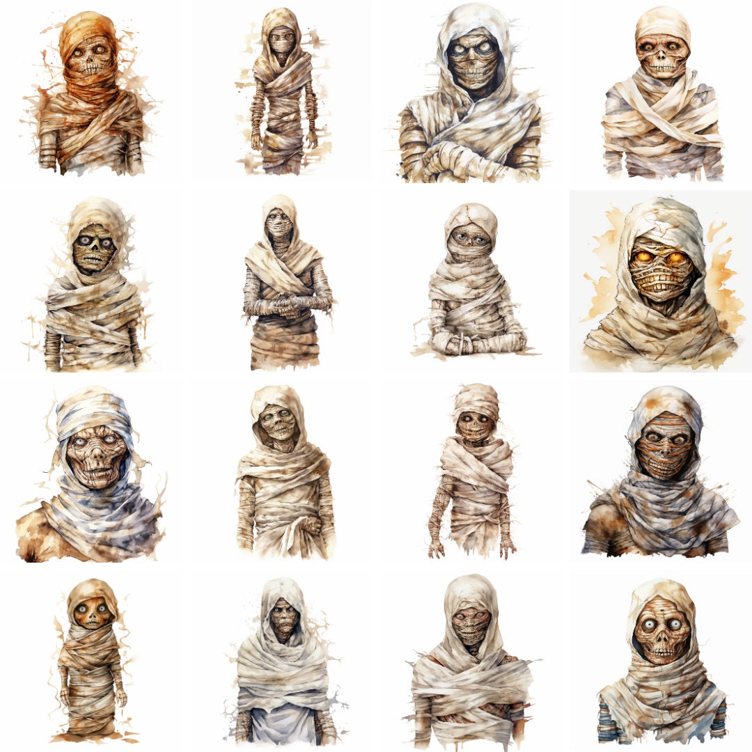 Watercolor Mummy Clipart Halloween Clipart Gothic Clipart - Etsy
