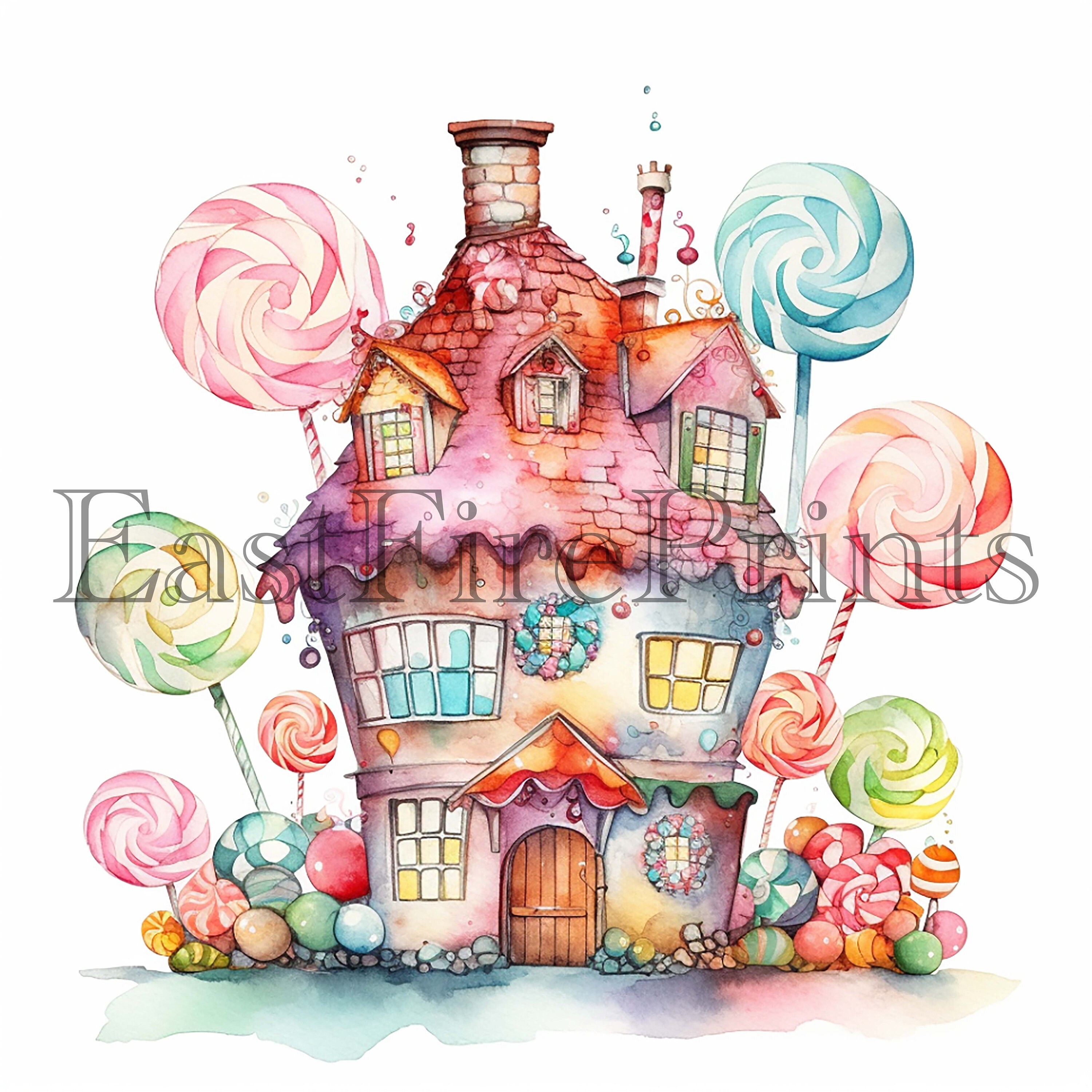 20 Watercolor Candy House Clipart PNG Fairy Tale Sweets - Etsy