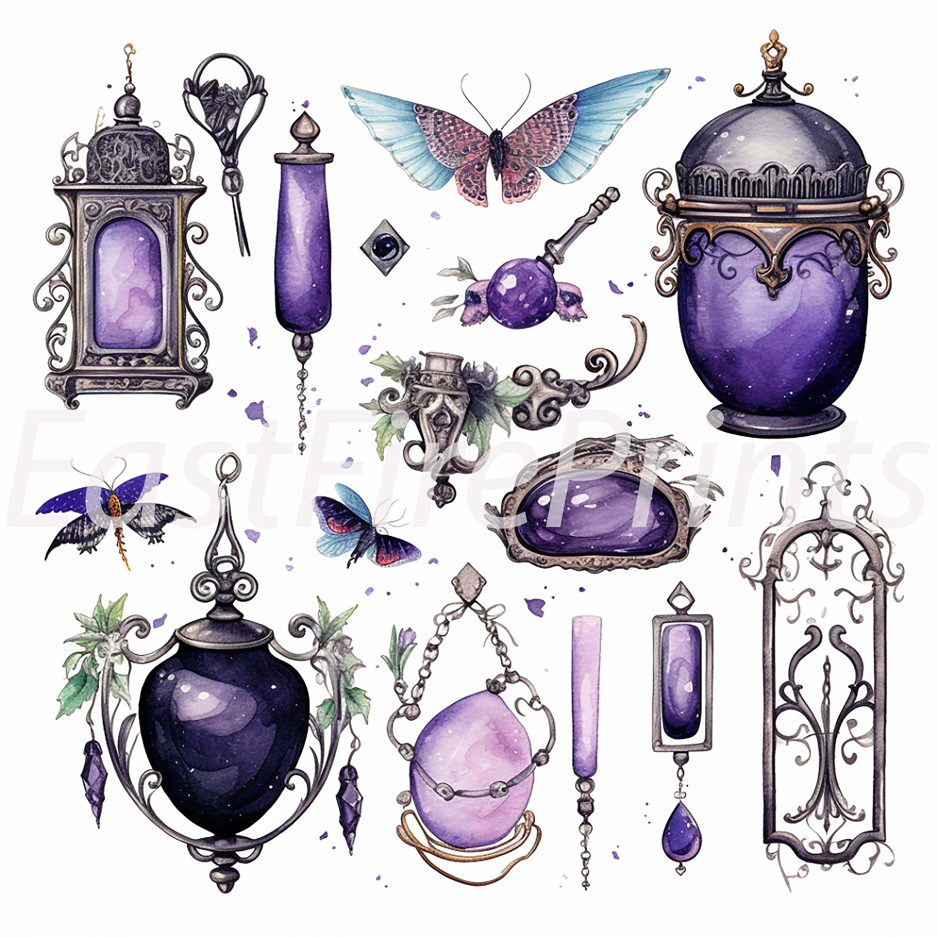 Set of 20 Watercolor Magical Trinkets Clipart Mystical - Etsy