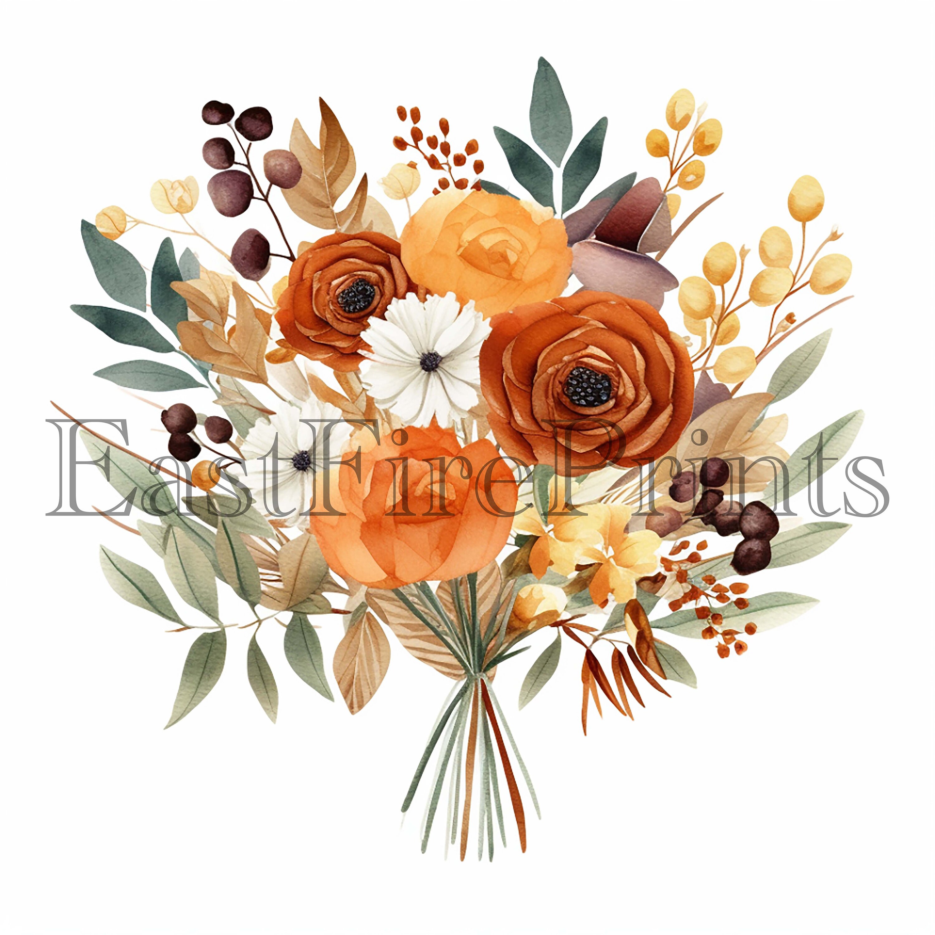20 Watercolor Autumn Floral Clipart High Quality Png Fall - Etsy