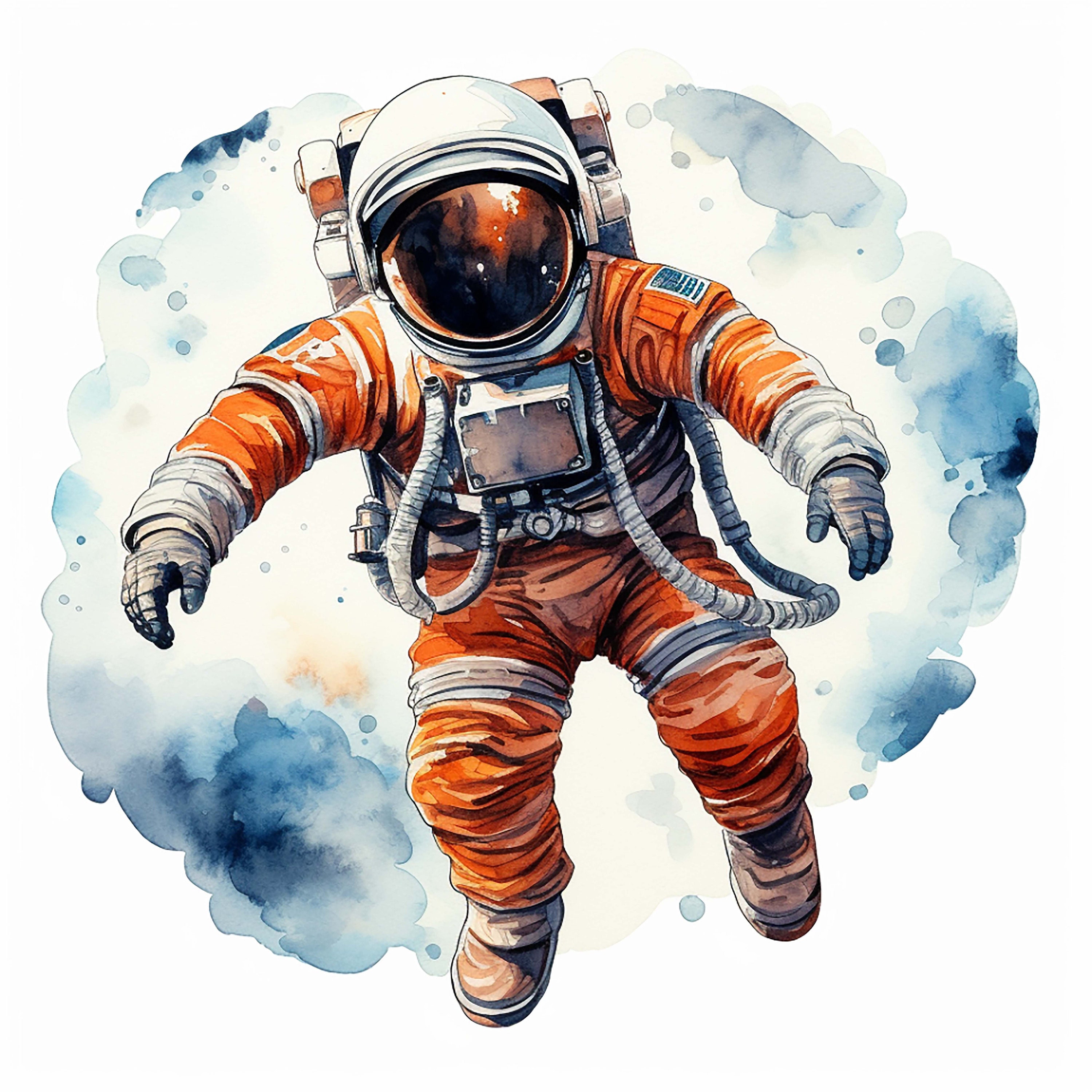 Watercolor Astronaut Clipart Cute Clipart Space Sublimation - Etsy