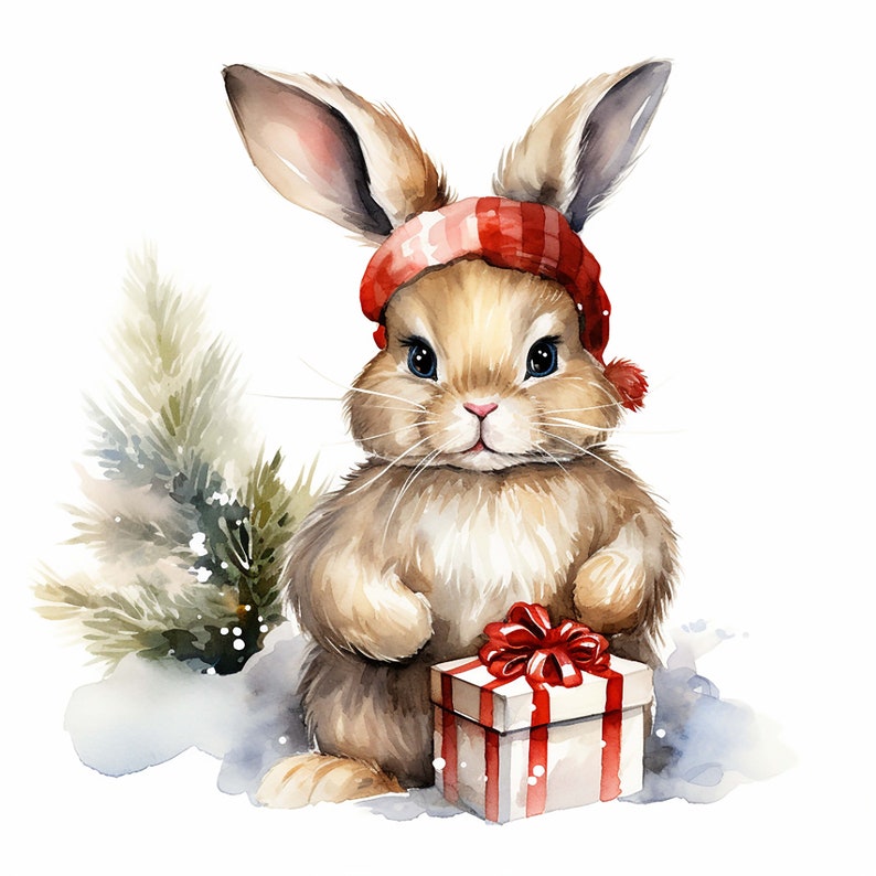Christmas Bunny Clipart High Quality Png Christmas Clipart - Etsy