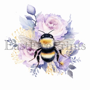 20 PNG Watercolor Bumble Bee Clipart Instant Download, Spring Bee Clip ...