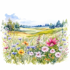 Wildflower Meadow Clipart, High Quality PNG, Wildflower Clipart, Spring ...