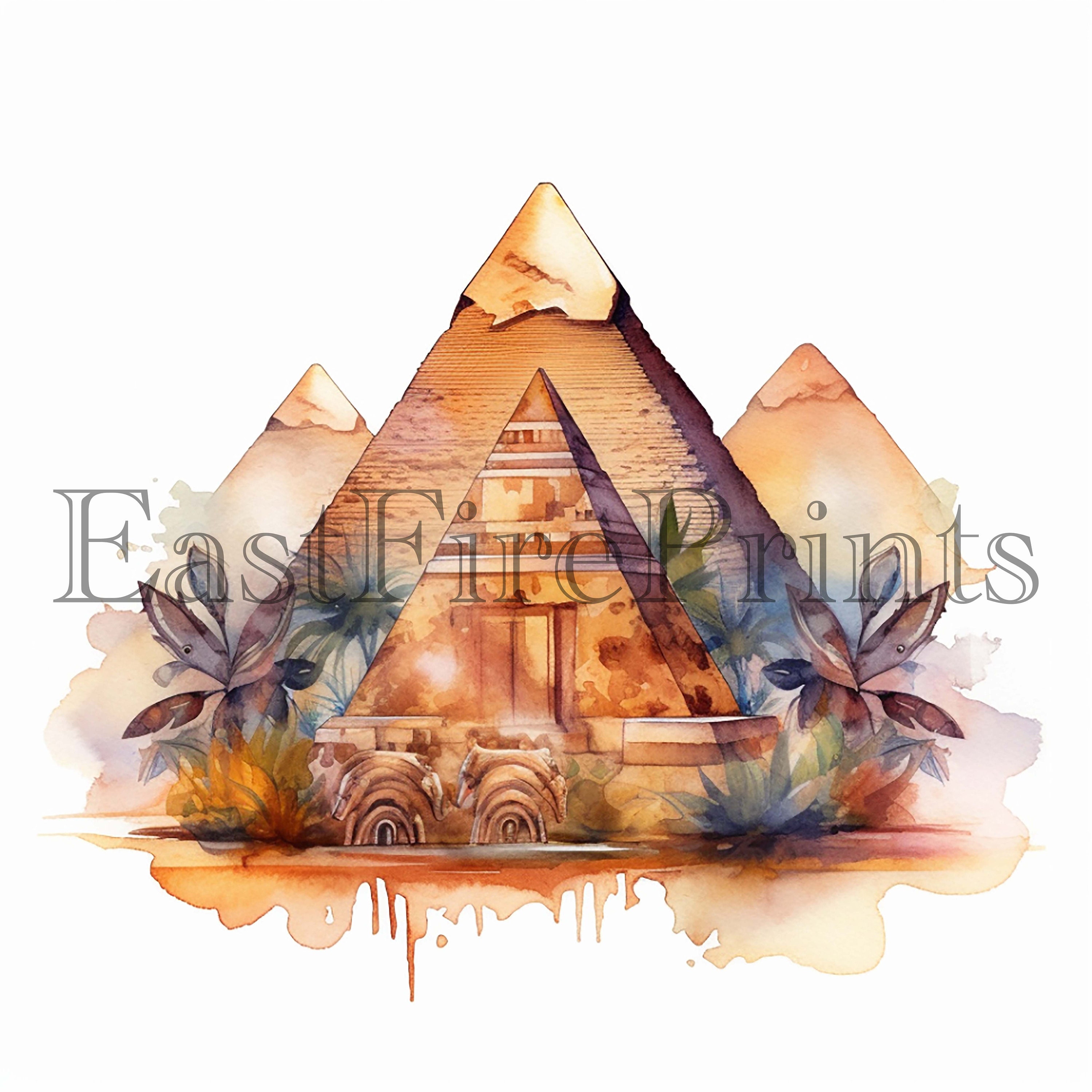 20 Watercolor Ancient Egypt Clipart PNG Pyramids Cleopatra - Etsy