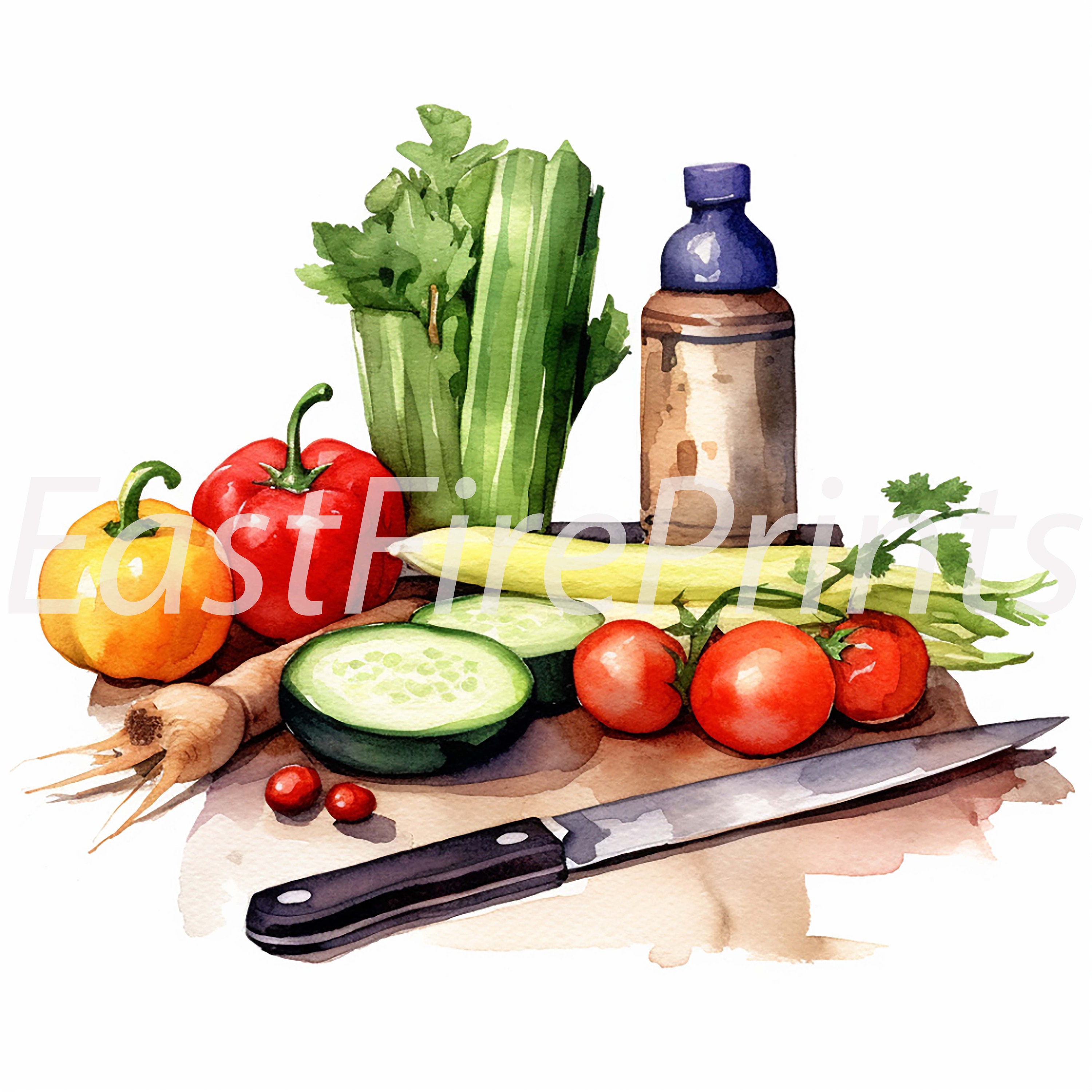 13 Watercolor Fruit and Vegetable Clipart Set Digital - Etsy