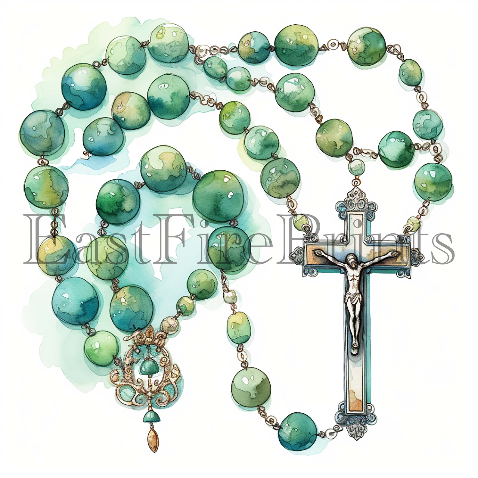 Watercolor Catholic Rosary Clipart, Religious Clip Art, Bible ...