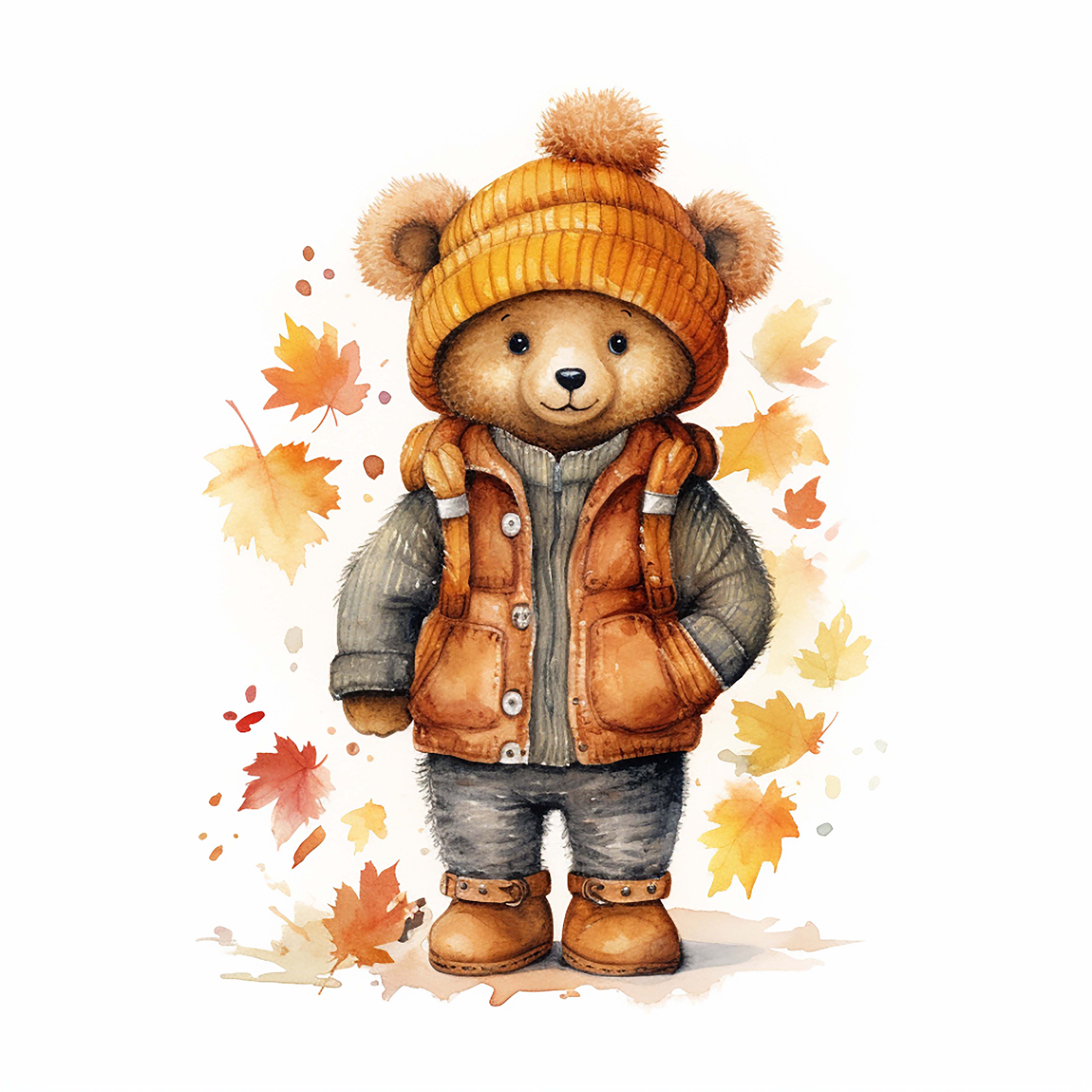 Autumn Teddy Bear Clipart High Quality Png Autumn Sublimation - Etsy