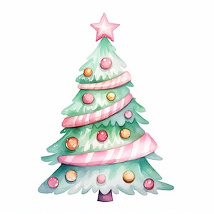 Pastel Christmas Tree Clipart, High Quality PNG Cute Christmas ...