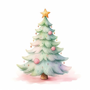 Pastel Christmas Tree Clipart, High Quality PNG Cute Christmas ...