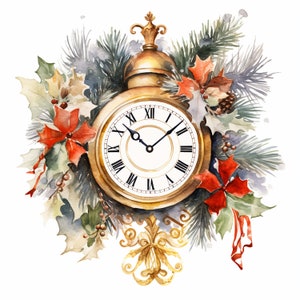 Christmas Clock Clipart, High Quality Png Christmas Graphics Xmas ...