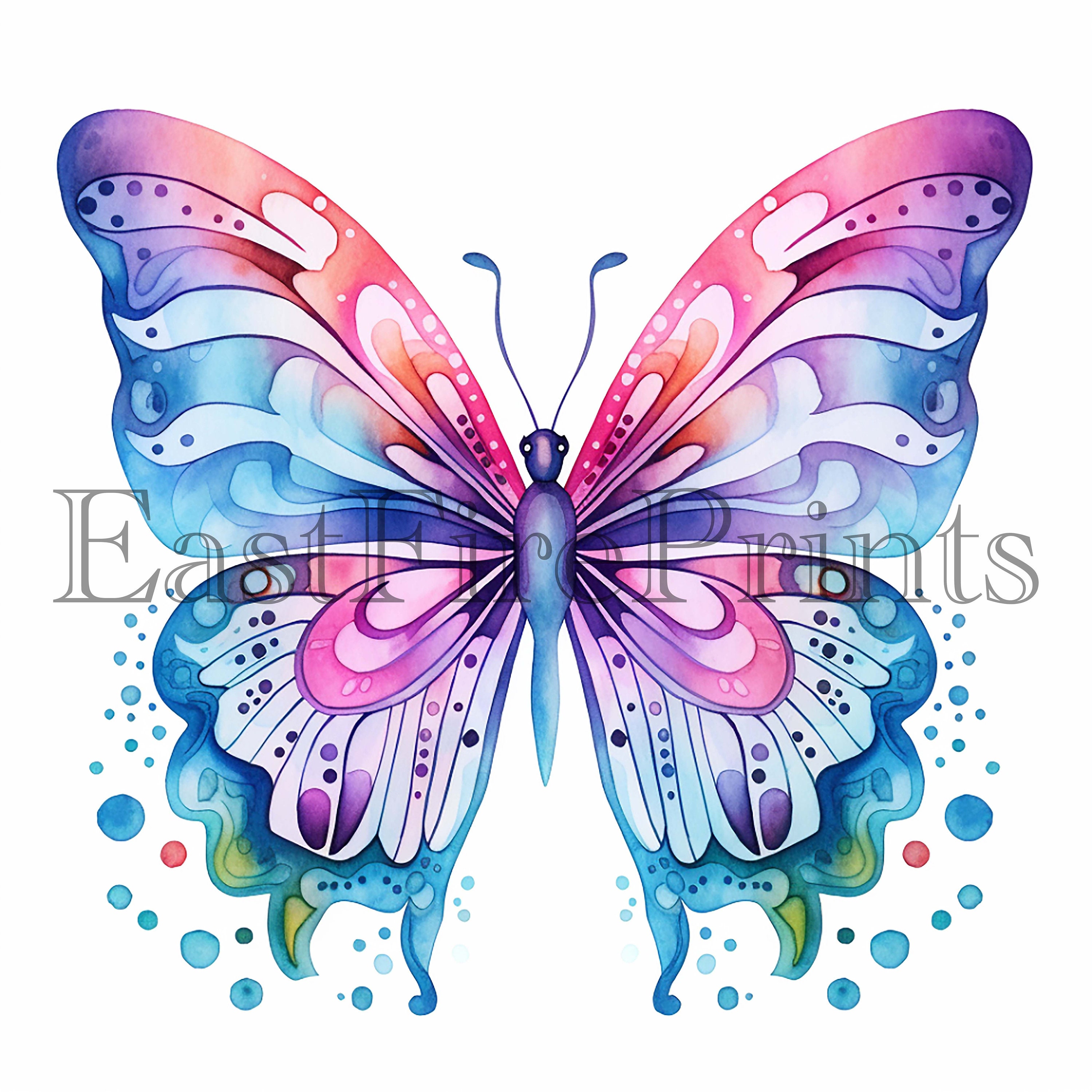 20 Retro Butterfly Watercolor Clipart Hippie Png Retro Clip - Etsy