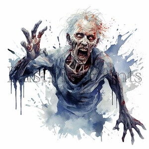 Zombie Watercolor Clipart, Horror Clipart, Zombie Clipart, Halloween ...