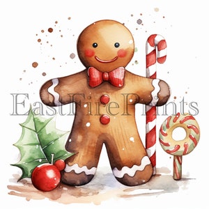 Watercolor Gingerbread Clipart PNG Files, Christmas Clip Art, Winter ...